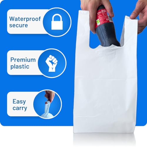 Plastic Carrier Bags White Small – Heavy Duty Plastic Bags 10% Thicker ...