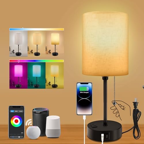 JBZ Smart Bedside Table Lamp for Bedroom, WiFi Dimmable Reading Lamps ...