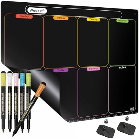 Amazon.com : MAG-FANCY Magnetic Calendar for Refrigerator Black Weekly ...