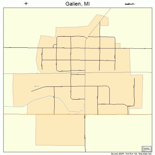 Large Street & Road Map of Galien, Michigan MI - Printed poster size ...