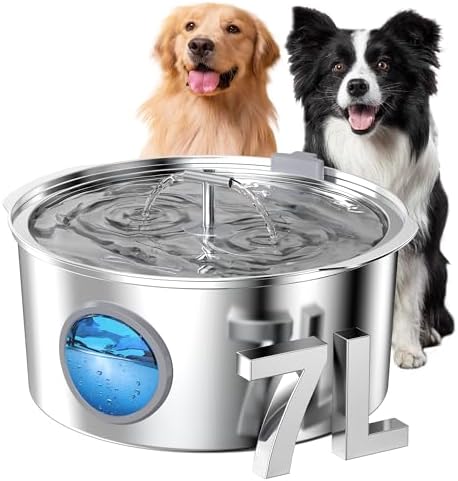 Amazon.com : papipopi 7L/230oz/1.8G Dog Water Fountain, Stainless Steel ...