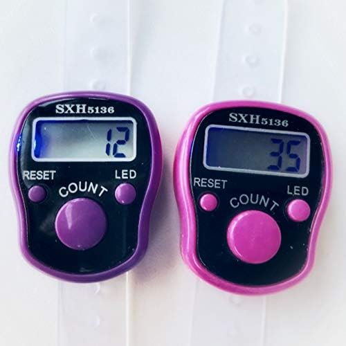 KnitUK Tally Counter - LCD (Finger-Held). Pack of 2. Pink & Purple ...