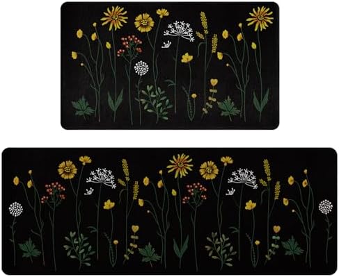 Amazon.com: ASPMIZ Floral Kitchen Rugs Sets of 2, Spring Flowers ...