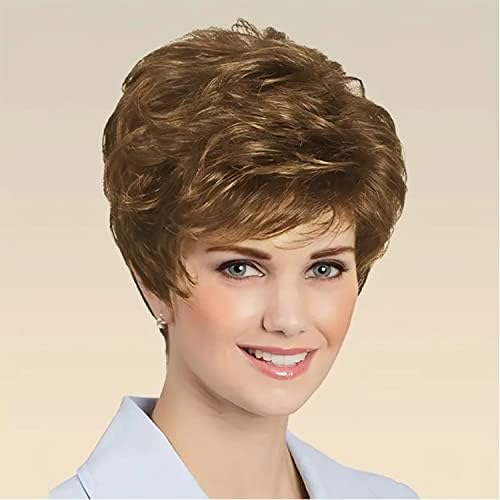 Amazon.com : Baruisi Short Fluffy Grey Wigs for Women Natural Looking ...