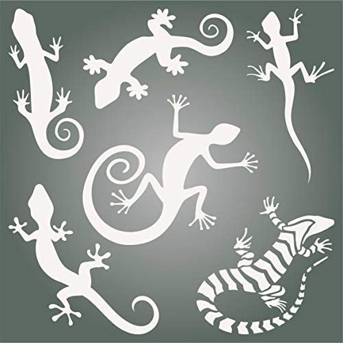 Stencil Geckos Stencil, 11.4 x 11.4 cm (S) – Mixed Media Lizard Reptile ...