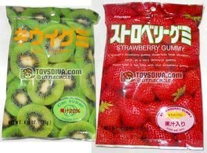 Amazon.com : Kasugai Kiwi and Strawberry Gummy Candies 2 Packs ...