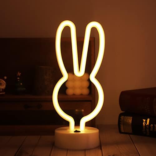 BAILEY Rabbit Ears Neon Sign,Easter Bunny Rabbit LED Lights with Holder ...