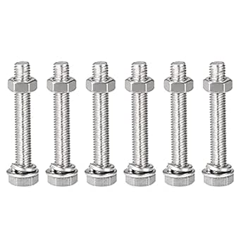 Amazon.com: uxcell M8 x 50mm Hex Head Screws Bolts, Nuts, Flat & Lock Washers Kits, 304 ...