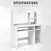 Amazon.com: COSTWAY White Modern Large Computer Desk with Storage Shelf ...