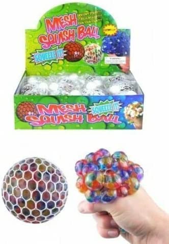 PEBBLE HUG 3 x 6.5cm Squishy Mesh Net Ball With Colour Beads, Relief ...