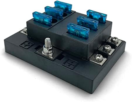 Telsitine 6 Way Fuse Box, 12V Blade Fuse Block with Negative Bus, Fuse ...