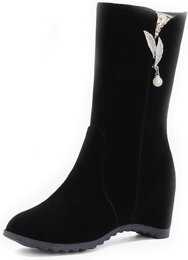 Amazon.com | JOEUSTY Women's Fashion Rhinestone Mid Wedges Ankle Boots ...