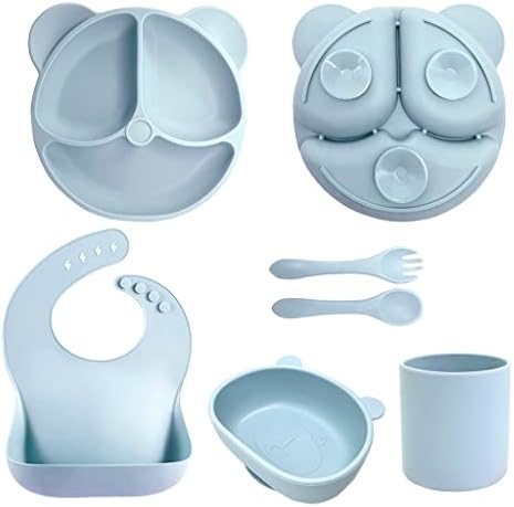 Buy SNOWIE SOFT® 6Pcs Silicone Solid Tableware Kit For Baby, Foodgrade ...
