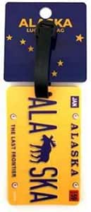 Amazon.com | Alaska License Plate Luggage Tag (Yellow Moose) | Luggage Tags