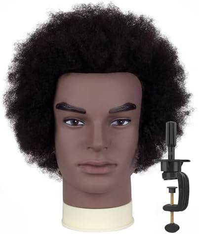 Amazon.com : DIRUISI 6"Afro Male Mannequin Head with 100% Human Hair ...