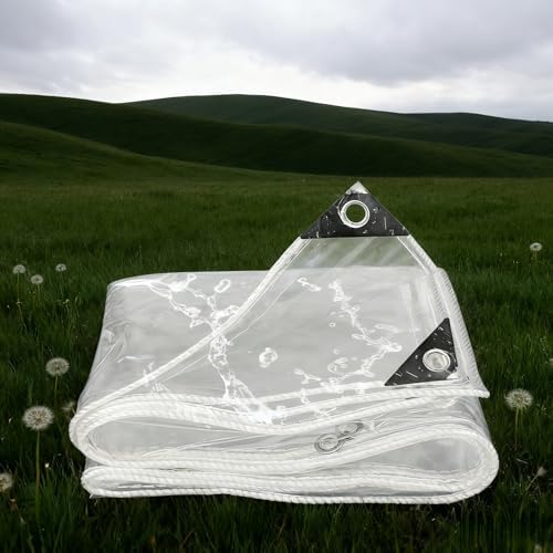 Transparent Tarpaulin 250 x 280 cm Heavy Duty 400 G M², Windproof Tear ...