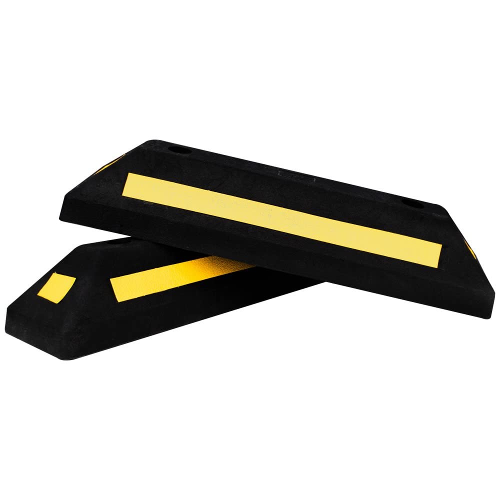 Complete Set of 2 Eco-Friendly Parking Wheel Stops 57CM with Reflective ...