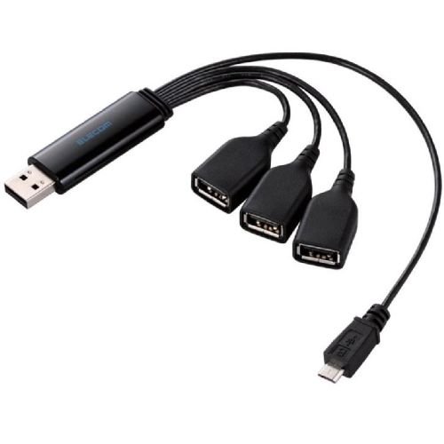 Elecom U2H-MB400BBK Micro USB HUB 2.0 with 4 Port Bus Power (Black ...