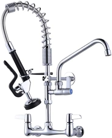 Commercial Kitchen Faucet Wall Mount with Pre-Rinse Sprayer - ARCORA ...