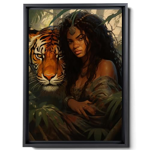 Amazon.com: Black African American Woman and her Tiger, Tiger art print ...