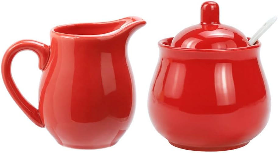 Amazon.com | Ceramic Colorful Creamer and Sugar Set with Lid Spoon ...