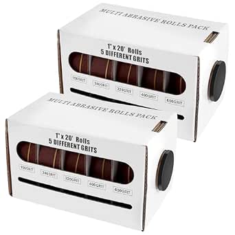 2 Pack 5 Grits Emery Cloth Roll, 1'' x 19.7' Sand Paper Roll 150 240 ...