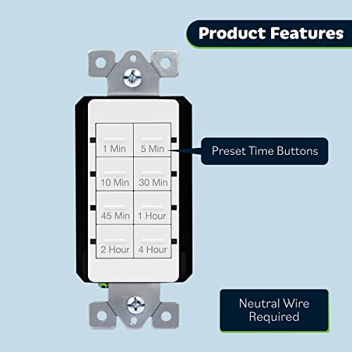 Snapklik.com : TOPGREENER 4 Hour Countdown Switch Timer in-Wall ...
