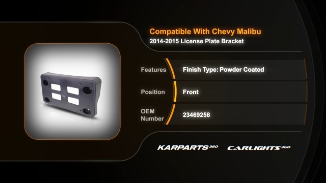 Watch For Chevy Malibu 2014-2015 License Plate Bracket | Front on ...