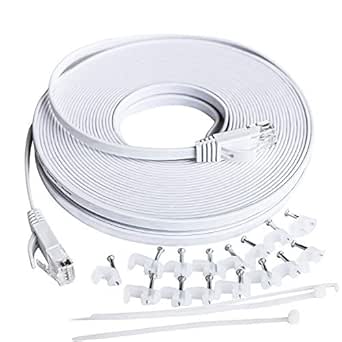 Cable Ethernet Cat 6 | Cable de red LAN de Internet plano blanco, corto ...