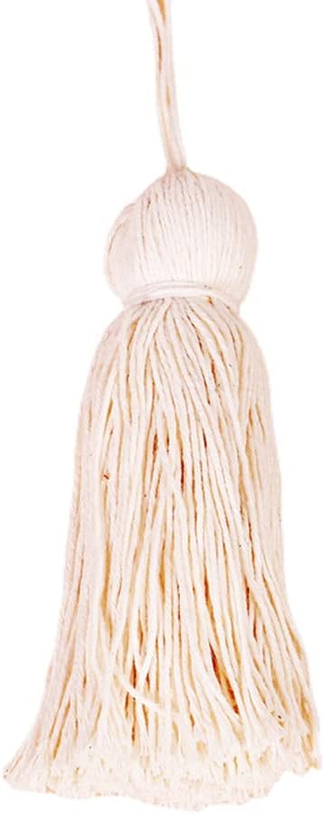 Amazon.com: 8 Pcs Large Cotton Tassel Charm with Hanging Loop Rustic ...