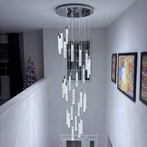 Homeooze 28 Lights 178 inch Modern Crystal Chandelier for High Ceiling ...