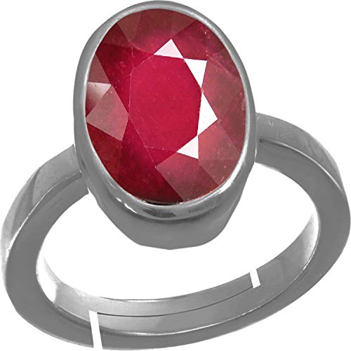 Buy Rama & Mool Chand Trading 4 ratti Ruby Gemstone Silver Adjustable ...