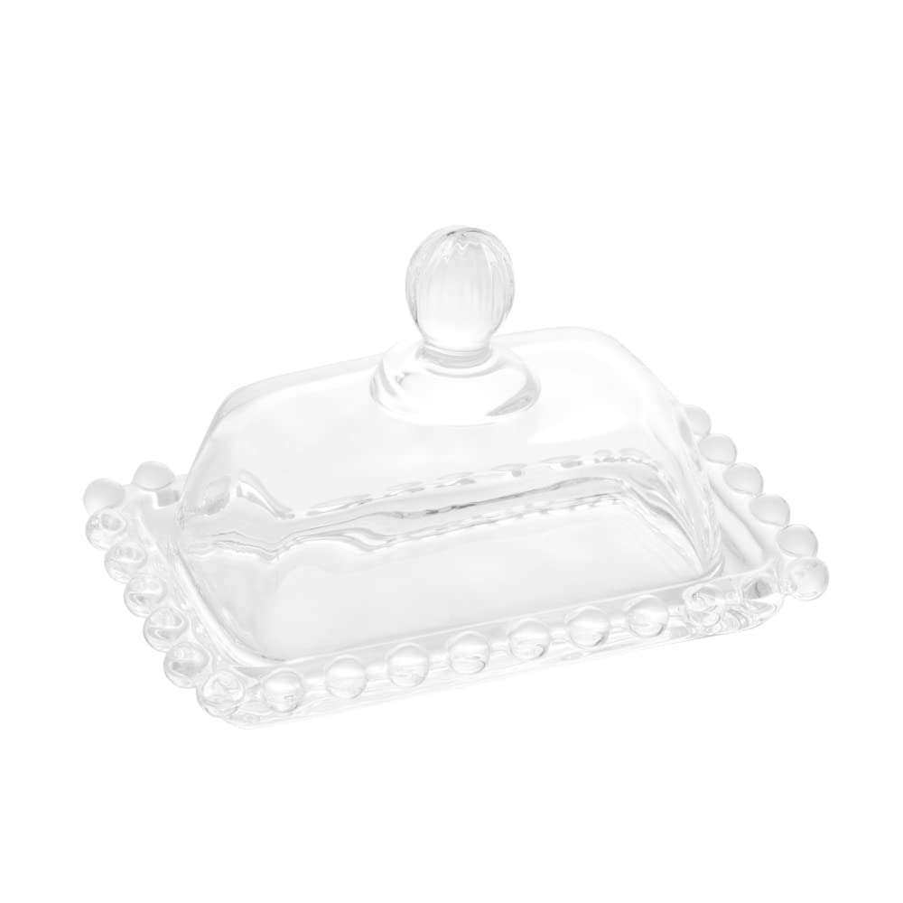 Amazon.com | WOLFF - Pearl Crystal Beaded Butter Dish with Lid - Clear ...