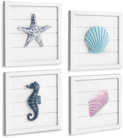Amazon.com: MISTOD 3D Beach Wall Art, Seashell with Starfish Ocean ...