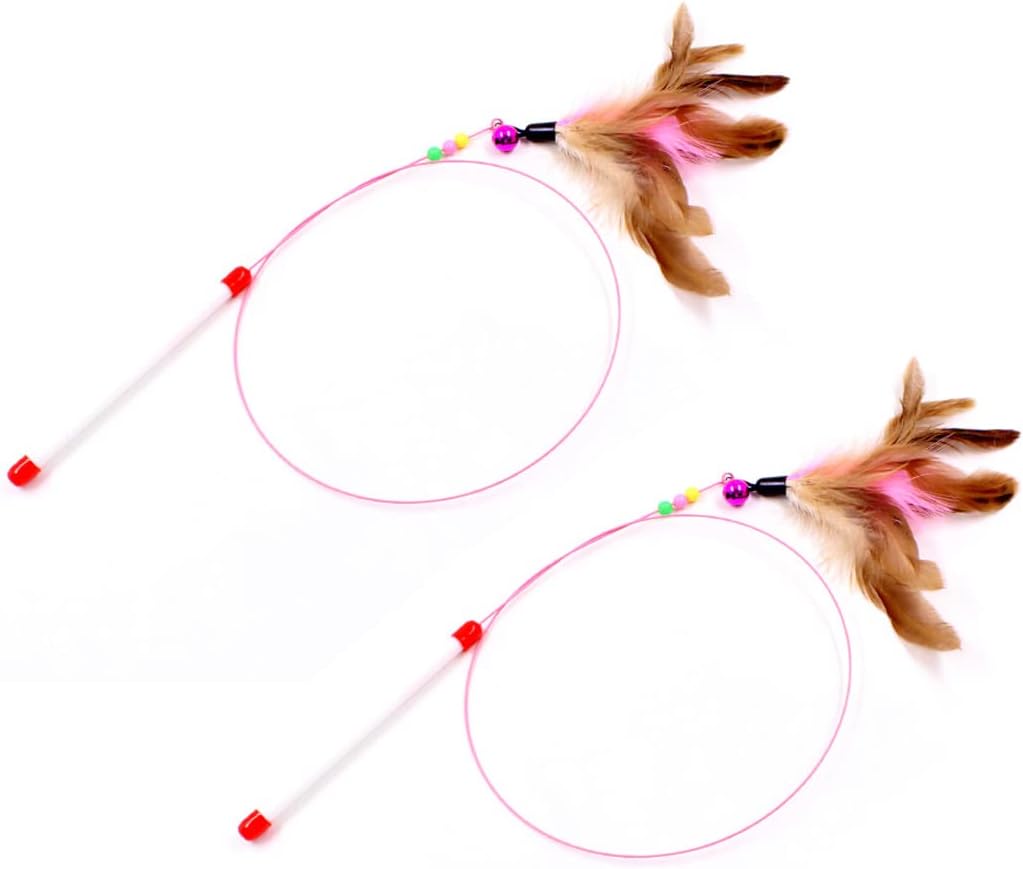 Amazon.com : Fuwok Cat Feather Wand Toy,Cat Toy,Steel Wire Feather ...