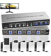 Amazon.com: KVM Switch 3 Monitors 2 Computers Share 1000Mbps Ethernet ...