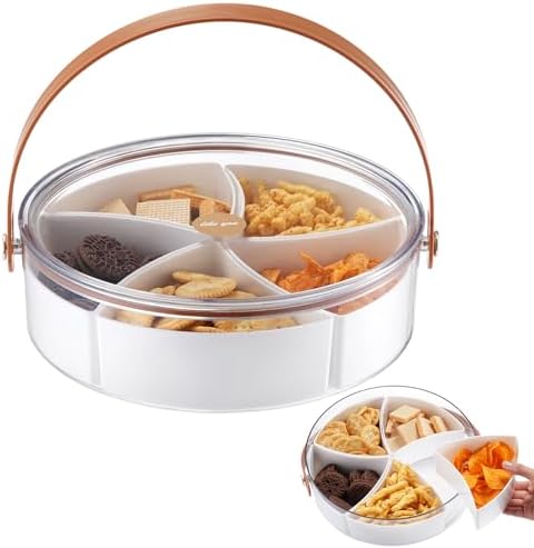 Amazon.com: Divided Serving Tray with Lid and Handle, Snackle Box ...