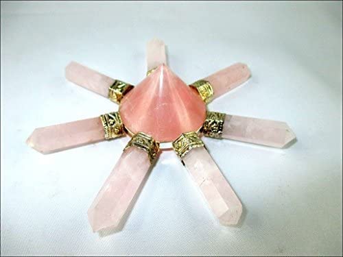 Jet Rose Quartz Chakra Energy Pyramid Generator 7 Point Large Huge ...