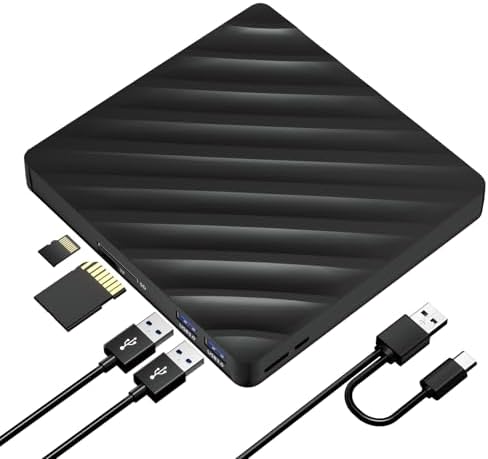 Amazon.com: 5 in 1 External Bluray Drive, USB 3.0 Type-C Slim Optical ...
