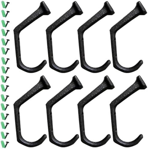LyyGuanYoo 8 Pack Rustic Cast Iron Hooks, Wall Mount Coat Hanger Hooks ...