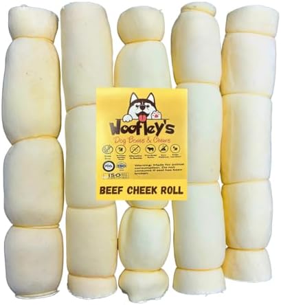 Amazon.com : Woofley's 9-10" Buffalo Beef Cheek Roll - (5 Count)- Beef ...