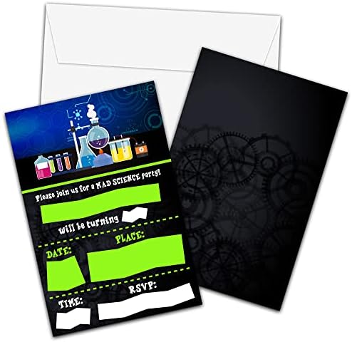 Amazon.com : Science Birthday Invitations with Envelopes - Mad Science ...
