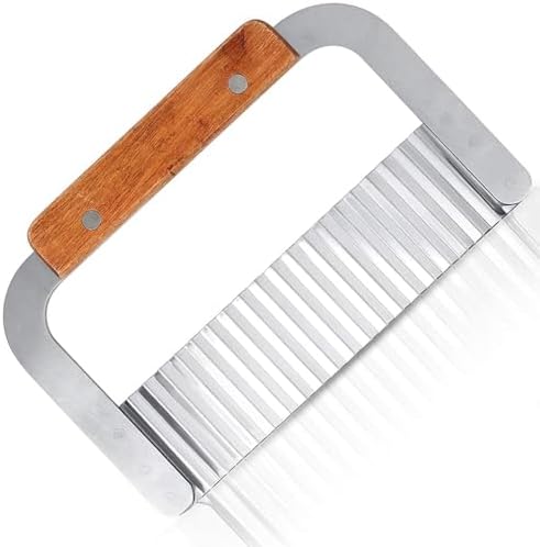Buy RIVAAN Stainless Steel Crinkle Cutter with Wooden Handle and Square ...