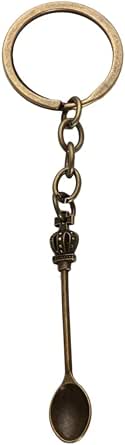 generic Mini Spoon Keychain, Key Ring Christmas Spoon Crown Metal Key ...