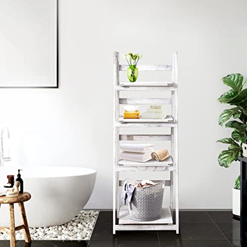 Snapklik.com : Foldable Plant Shelf, White Ladder Shelf, Wood Rustic ...