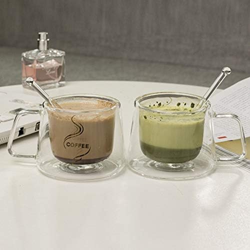 YAMSH Large Clear Coffee Mugs Set of 2,14.8 OZ Wide Mouth Cups ...