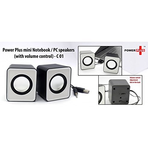 POWER PLUS MINI NOTEBOOK / PC SPEAKERS (WITH VOLUME CONTROL) : Amazon ...