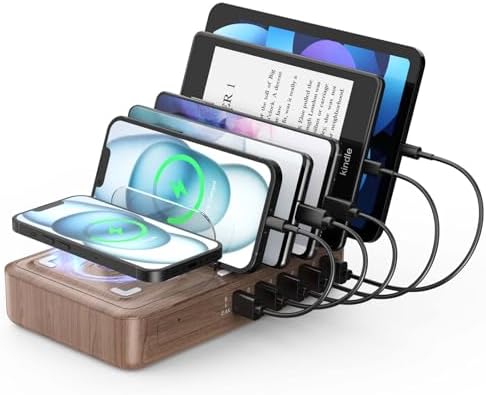 Amazon.com: Sendowtek Charging Station for Multiple Devices, 6 in 1 USB ...