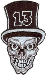 Amazon.com: Novelty Iron on Patch - Skulls Top Hat Number 13 Skull ...