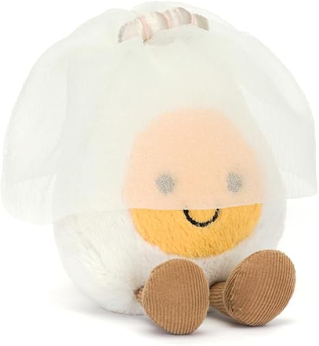 Amazon.com: Jellycat Amuseables Boiled Egg Bride Stuffed Toy, 5.5 ...